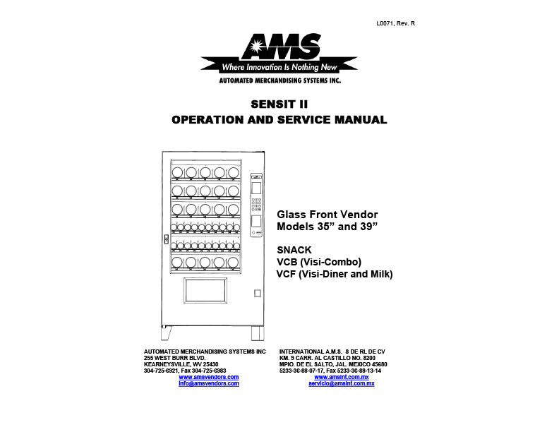 L0071R-Sensit-2 - AMS Vending