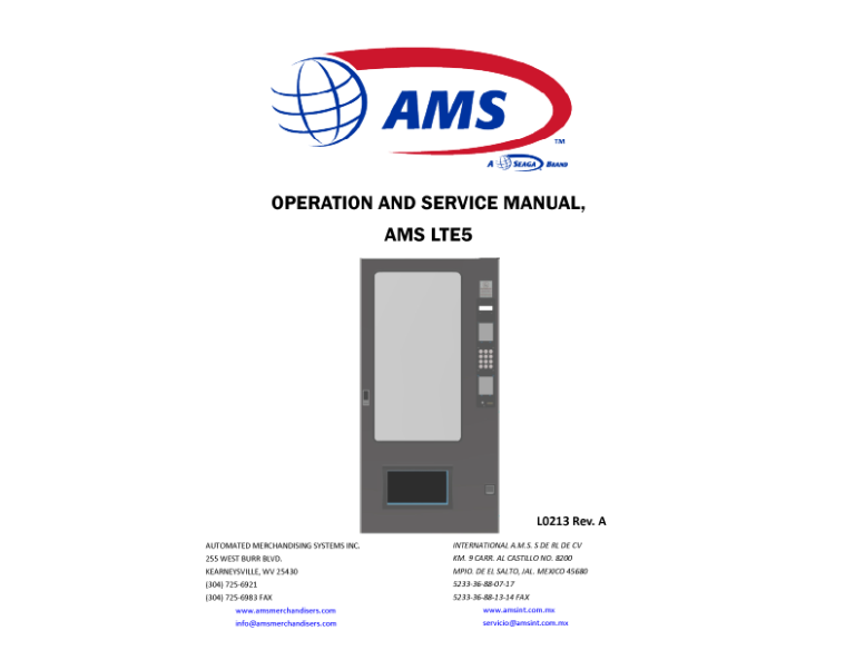 Technical and Service Manuals | AMS Vending