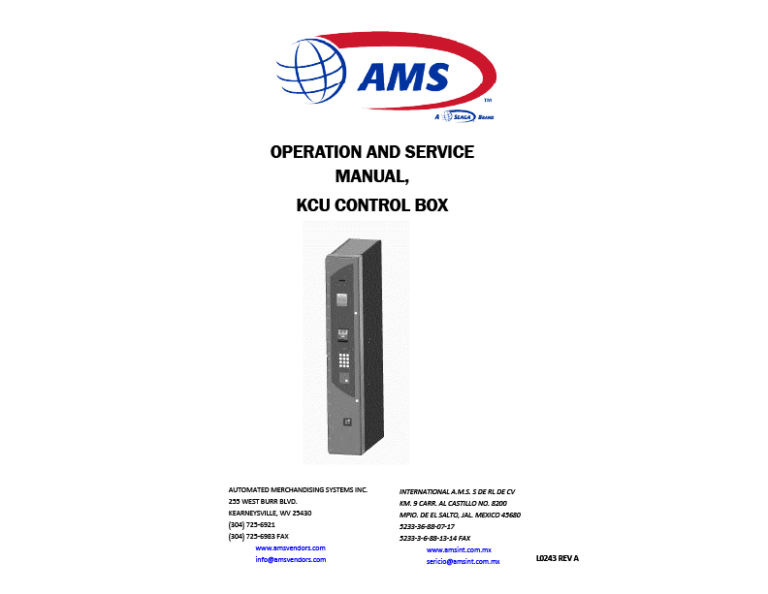 Technical and Service Manuals | AMS Vending