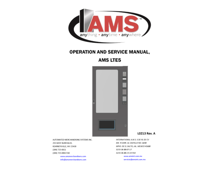 Technical and Service Manuals - AMS Vending